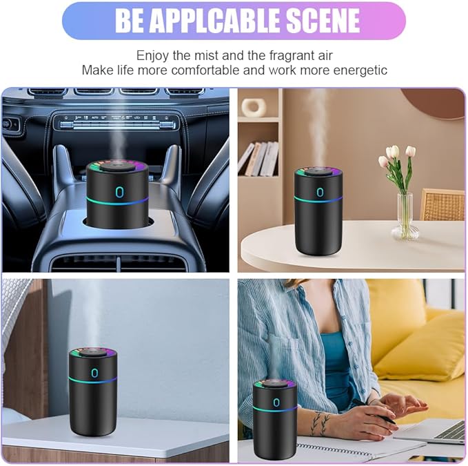 Smart Humidifier With RGB Ambient Color Effects &Speed control 230ml ...